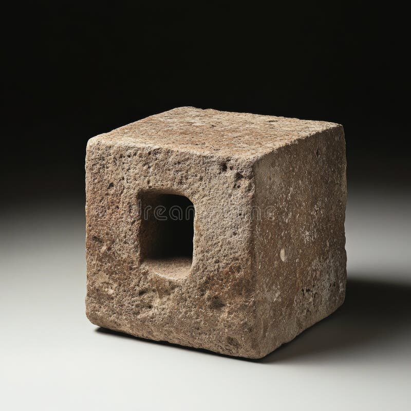 3d Model of Stone Cube on White Background. 3d Rendering Stock ...