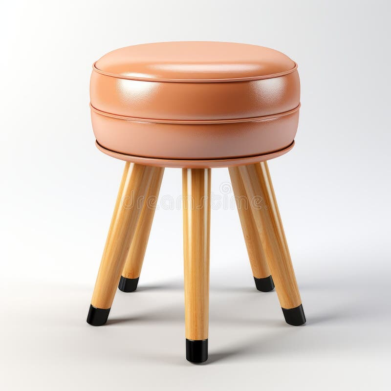 Modern Stool 3d Render: Beige Ottoman Culture Isolated on White ...