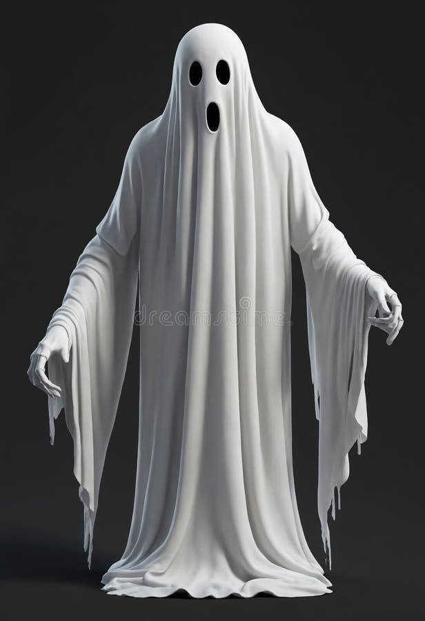 3D Model of a Surprised Ghost with Costume, Headgear and Gesture Stock ...