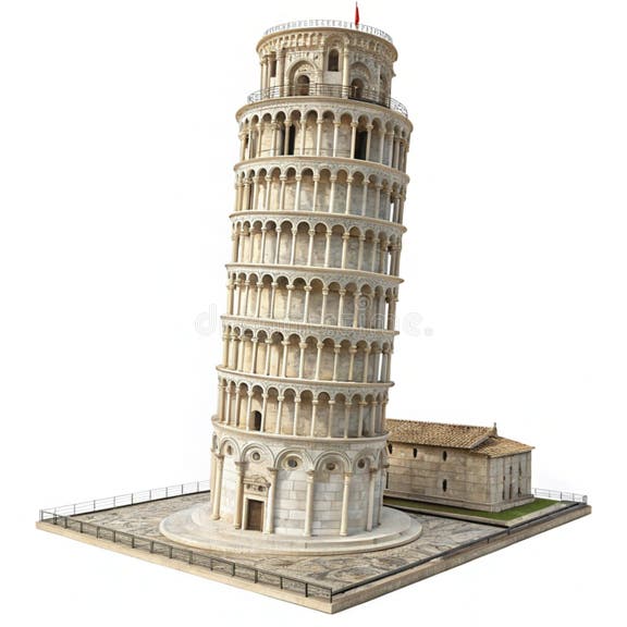 3D Model of the Tower of Pisa Isolated on Transparent Background Stock ...