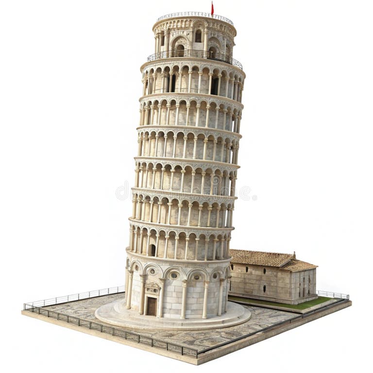 3D Model of the Tower of Pisa Isolated on Transparent Background Stock ...