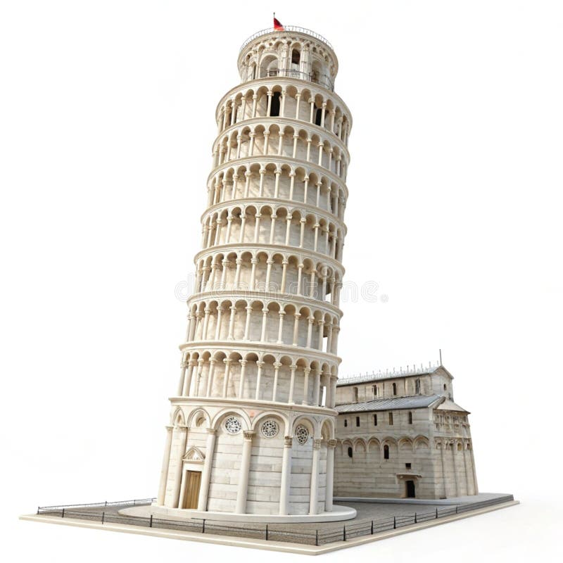 3D Model of the Tower of Pisa Isolated on White Background Stock ...