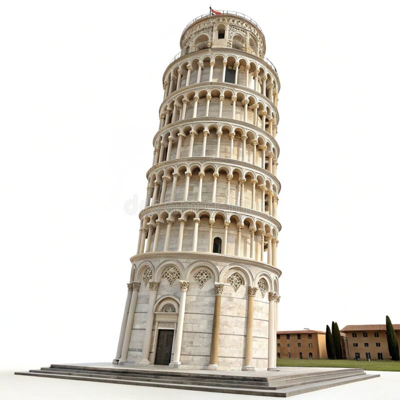 3D Model of the Tower of Pisa Isolated on White Background Stock ...