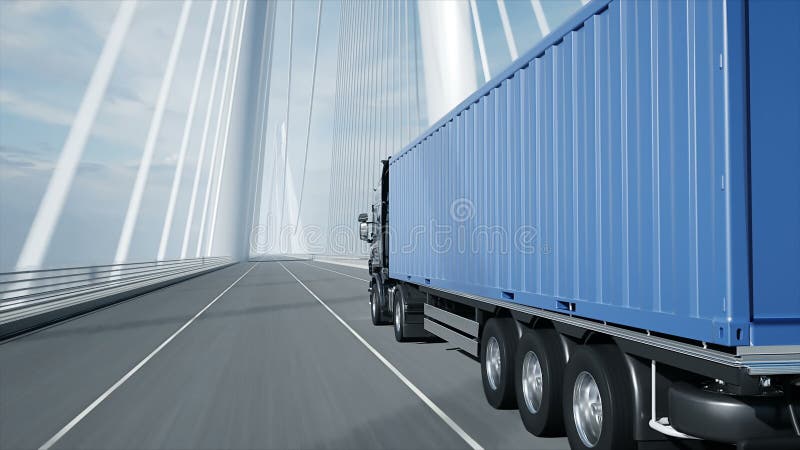 3d Model of Truck on the Bridge. 4k Animation. Stock Footage - Video of ...