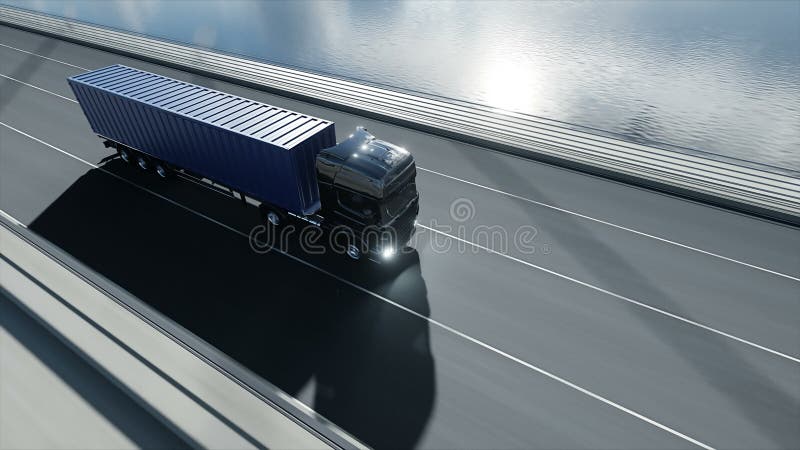 3d Model of Truck on the Bridge. 4k Animation. Stock Video - Video of ...
