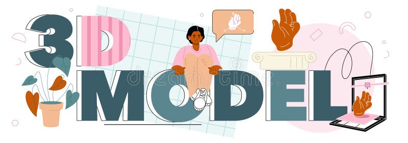 3D Printer Typographic Header. Digital Drawing with Electronic Tools ...