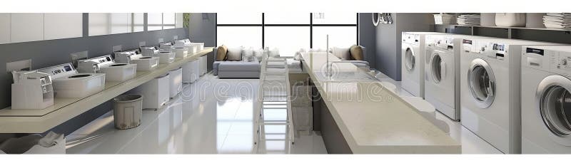 3D Model of Upscale Laundry Lounge with Comfortable Amenities and ...