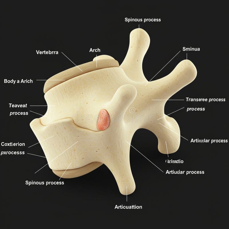 A 3D Model of a Vertebra Showcasing Various Anatomical Structures ...