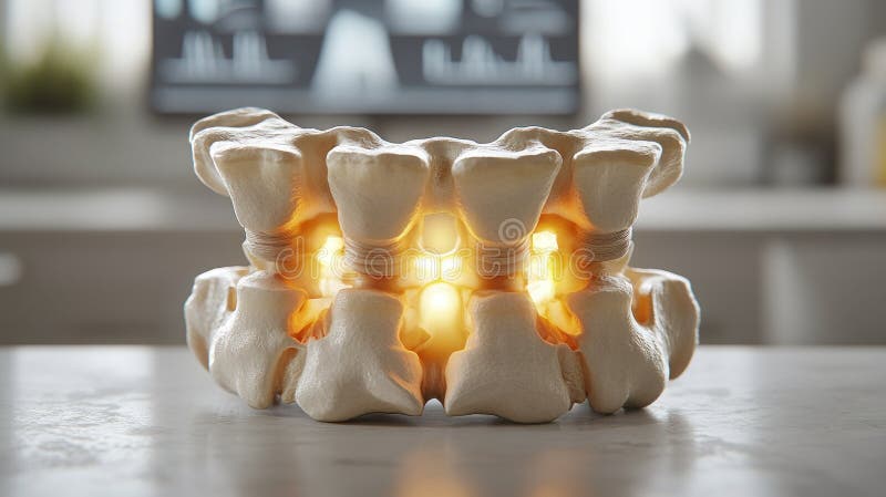 3D Model of a Vertebral Column with Highlighted Spinal Canal Stock ...