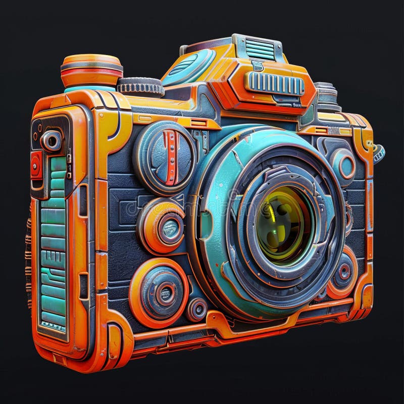 2 3D Model of a Vibrant Camera Icon with Detailed Textures Stock ...
