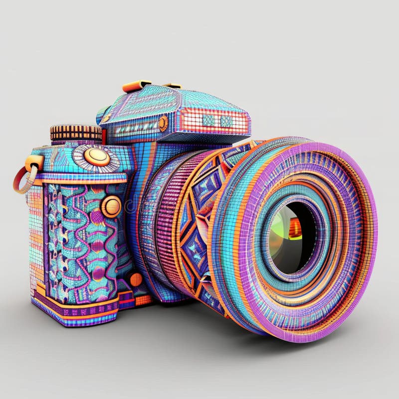 2 3D Model of a Vibrant Camera Icon with Detailed Textures Stock ...