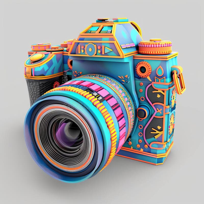 2 3D Model of a Vibrant Camera Icon with Detailed Textures Stock ...