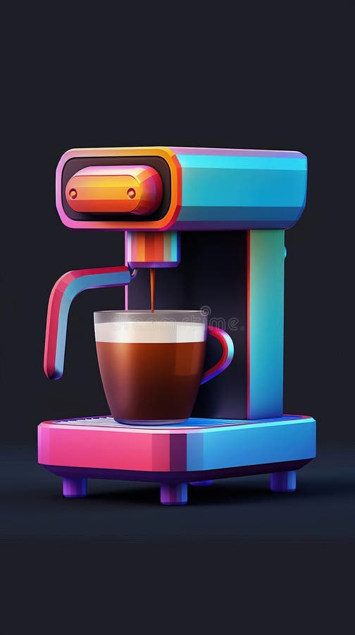 168 3D Model of a Vibrant Coffee Maker Icon with Smooth Textures Stock ...