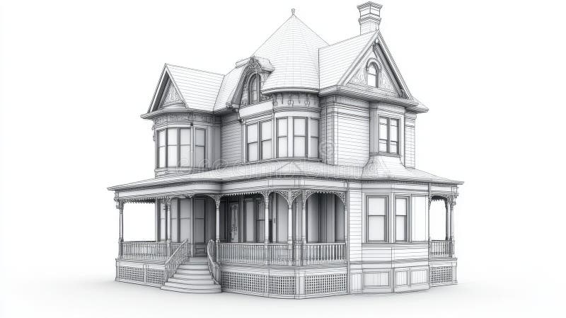 3d Model of a Victorian Style House with Intricate Architectural ...