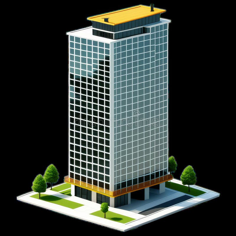 3D Model of a Virtual Building, Isolated on Transparent Background ...