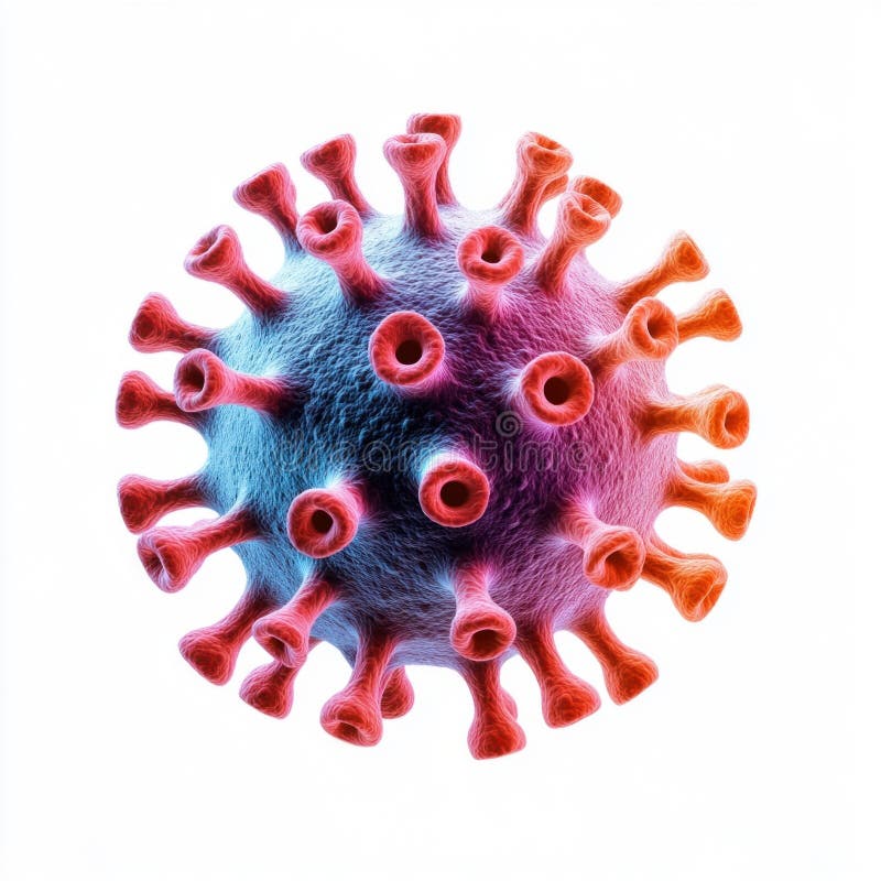 3D Model of a Virus in a Spherical Shape on a White Background Stock ...