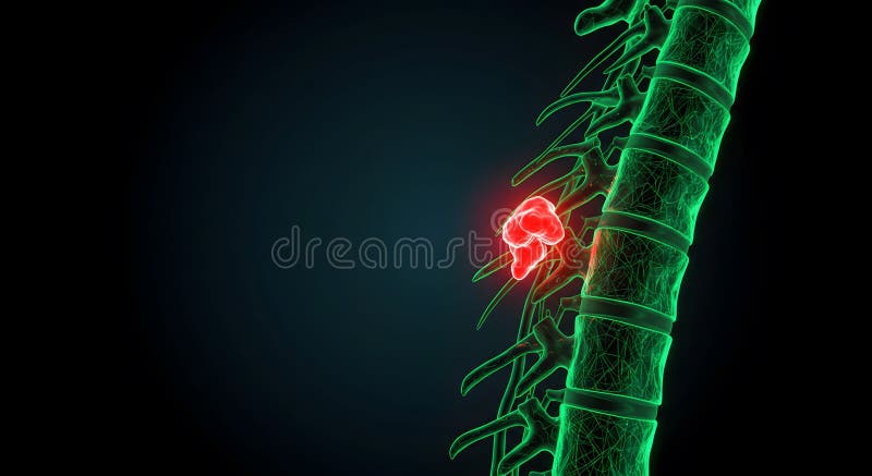 Spinal Tumor Visualization: 3D Model of Vertebrae with Cancerous Growth ...