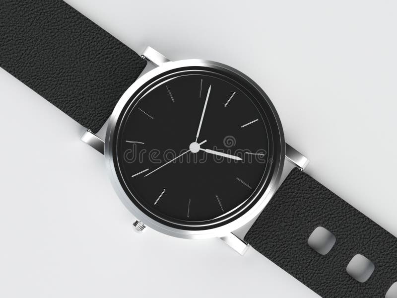 3d Model of Watches with a Black Strap in a Minimalist Style. View from ...