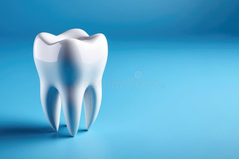 3d Model of White Healthy Molar Tooth on Blue Background. Dentistry ...