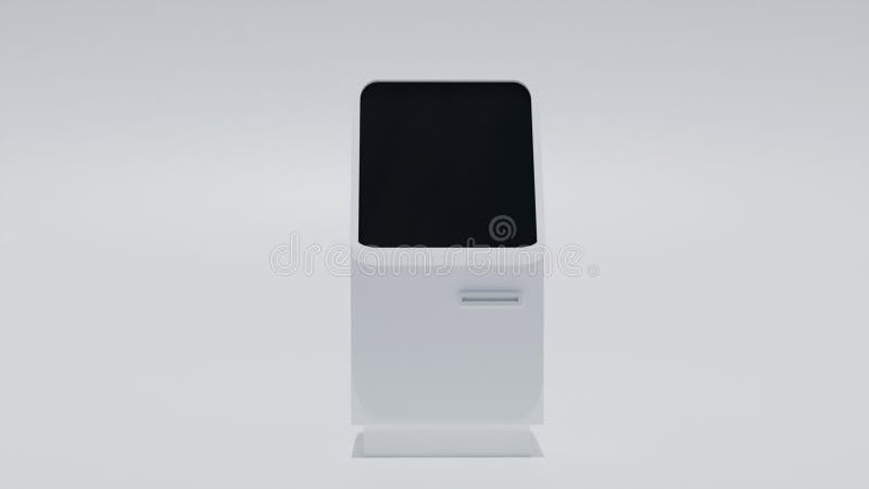 3D Model of a White Payment Terminal with a Display on a White ...