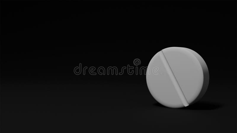 3d Model of a White Round Tablet on a Black Background, Tablet and ...
