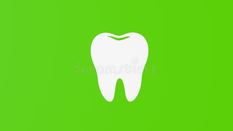 2D Model of White Tooth Isolated on Green Background Stock Footage ...