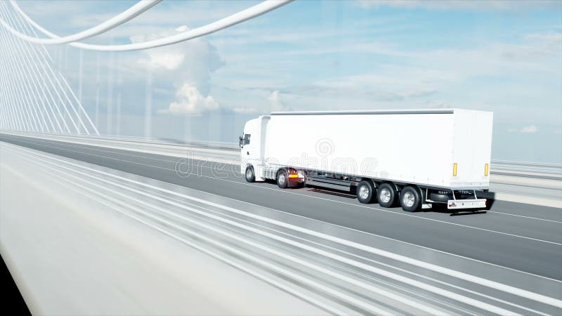 3d Model of White Truck on the Bridge. 4k Animation. Stock Video ...