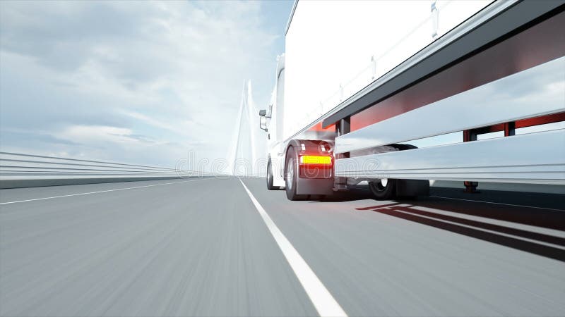3d Model of White Truck on the Bridge. 4k Animation. Stock Video ...
