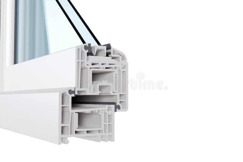 3d Model Window Profile Section Glass White Background Stock Photos ...