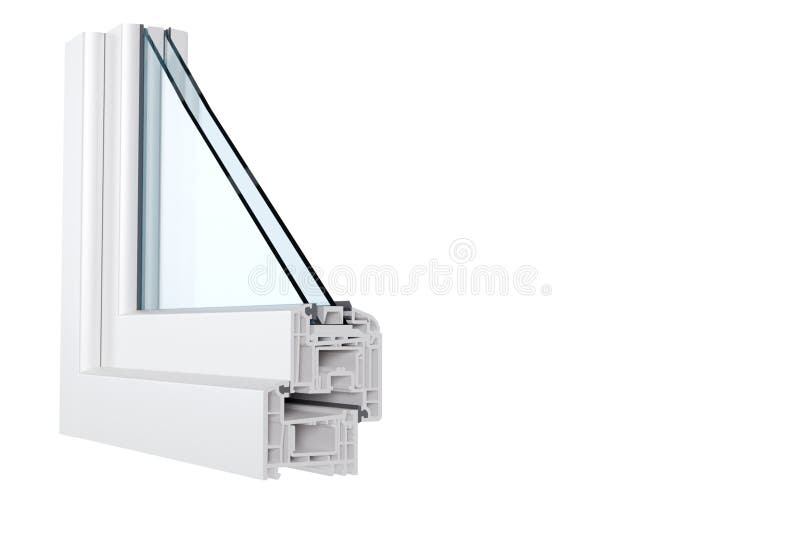 3d Model Window Profile Section Glass White Background Stock Photos ...