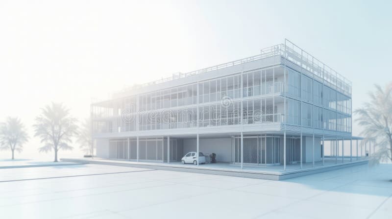 3D Model Wireframe: Building Design for Modern Architecture Stock ...