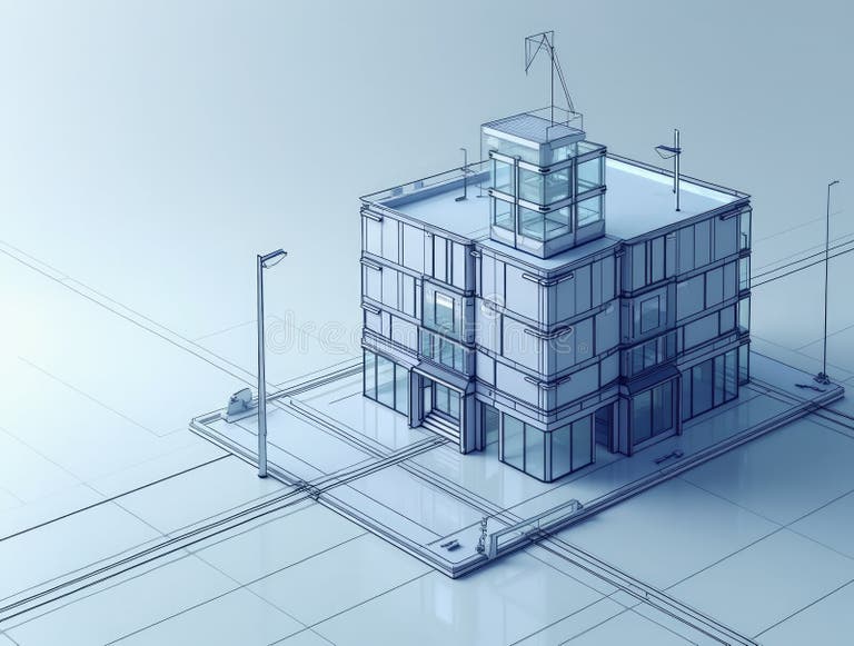 3D Model Wireframe: Building Design for Modern Architecture Stock ...