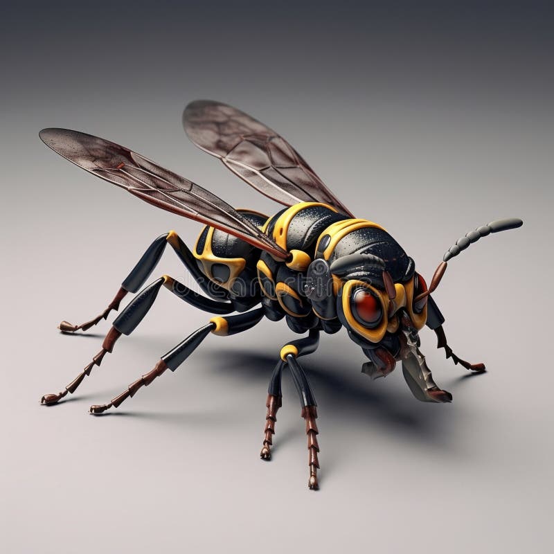 3d Wasp Model Design with Densely Textured Surface on White Background ...