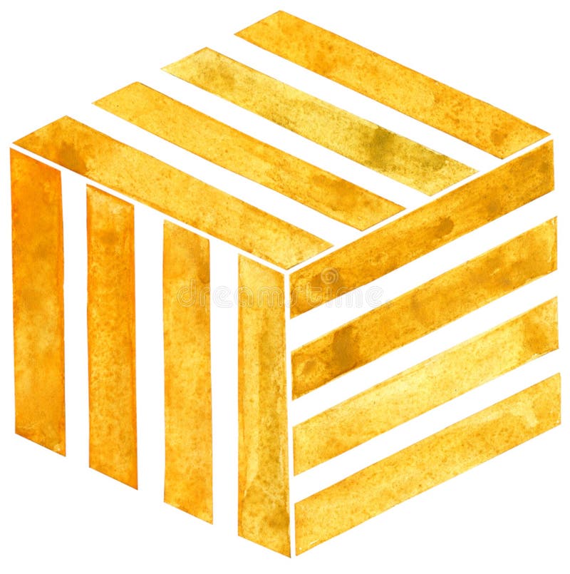 3D model of a yellow Cube. stock vector. Illustration of block - 199663510