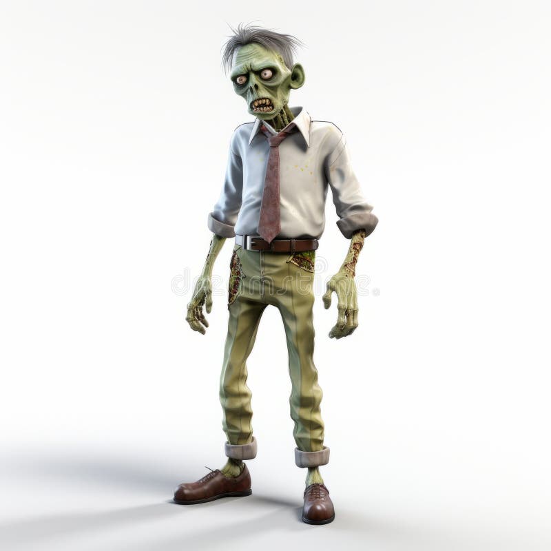 Youthful 3d Zombie Man with Shirt and Tie - Crisp and Clean Frogcore ...