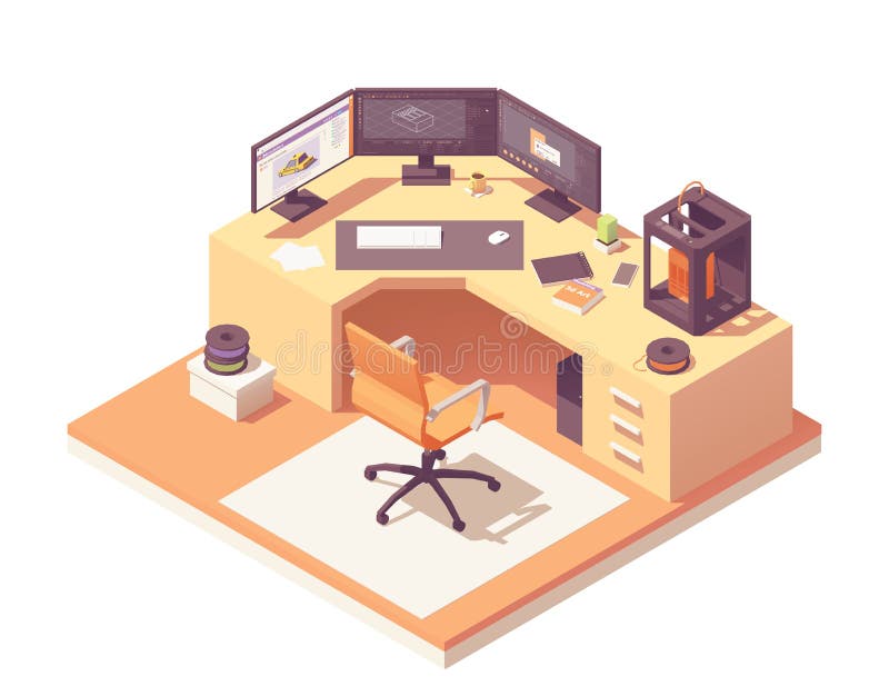 Vector Isometric 3d Artist Workplace Stock Vector - Illustration of ...