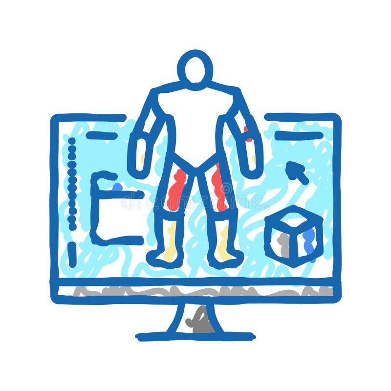 3d Modeling Characters Icon Doodle Illustration Stock Vector ...