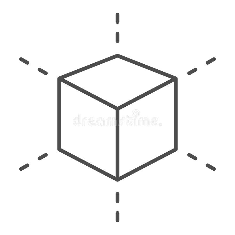 3D Modeling Cube Thin Line Icon. Square Model Vector Illustration ...