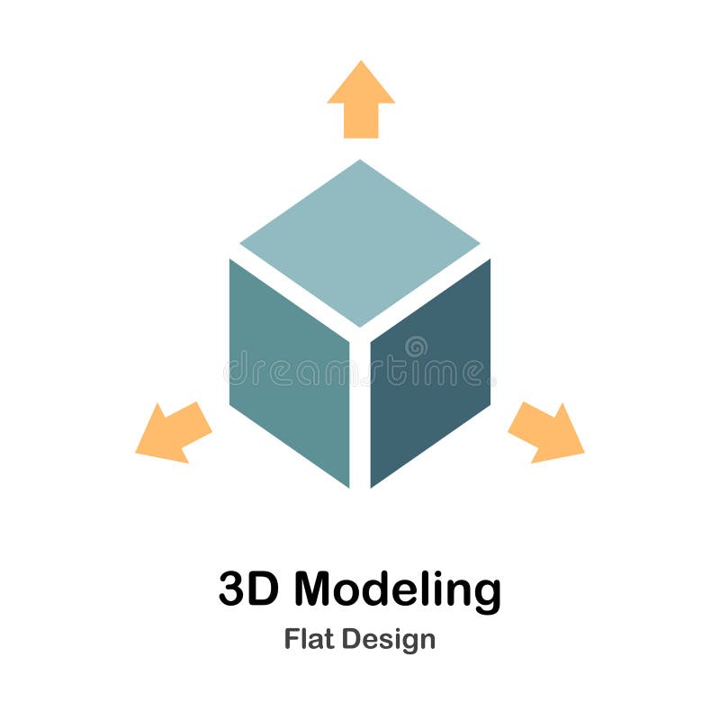 3D Modeling Flat Icon stock vector. Illustration of digital - 123756265