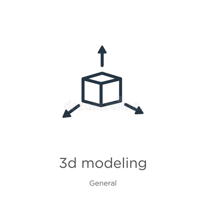 3d Modeling Icon Thin Linear 3d Modeling Outline Icon Isolated On White Background From General
