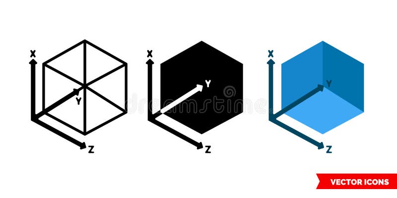 3D Modeling Icon of 3 Types. Isolated Vector Sign Symbol. Stock Vector ...