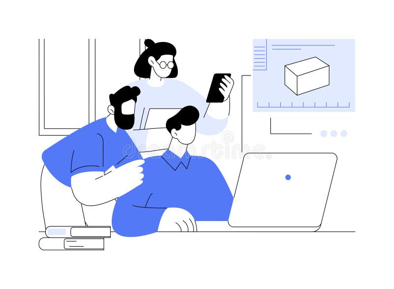 3D Modeling Isolated Cartoon Vector Illustrations. Stock Vector ...