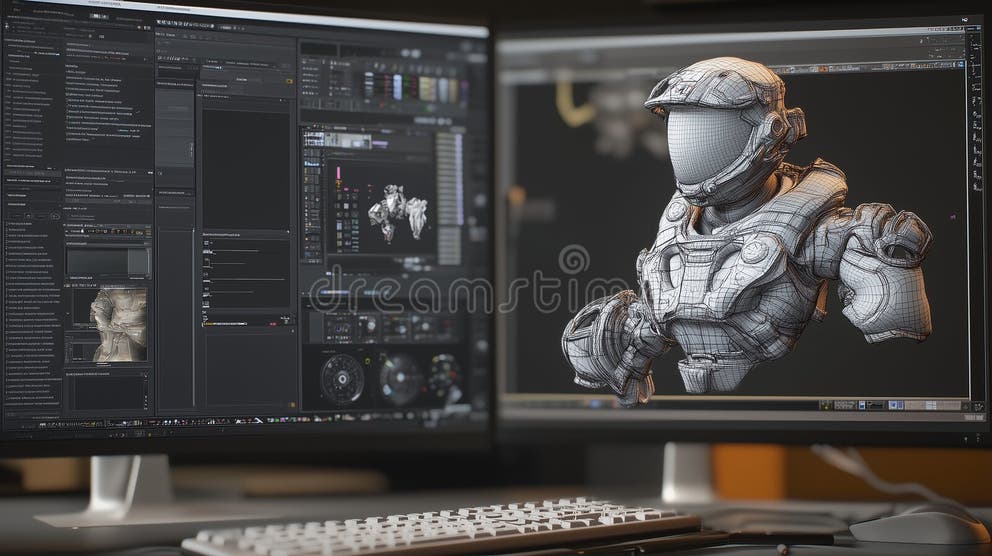 3D Modeling Software Interface on Modern Computer Screen: Futuristic ...