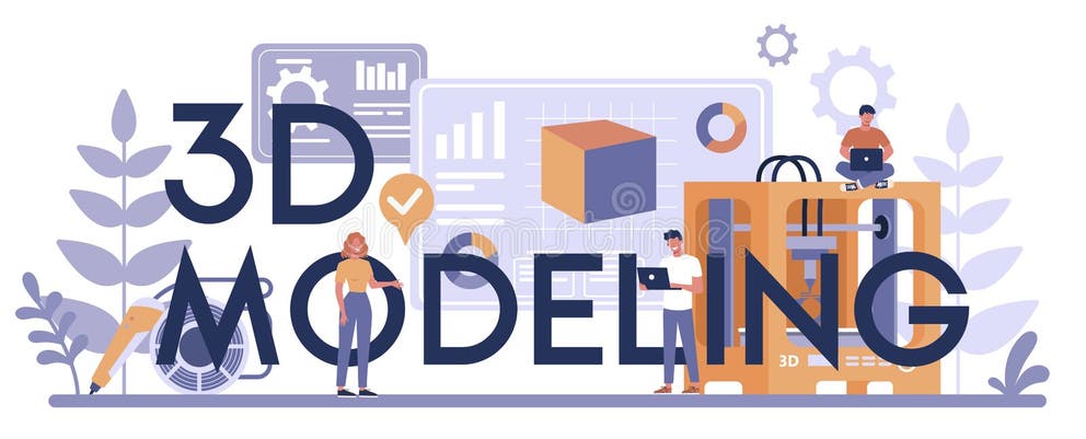 3D Modeling Technology Typographic Header Concept. 3D Printer Stock ...