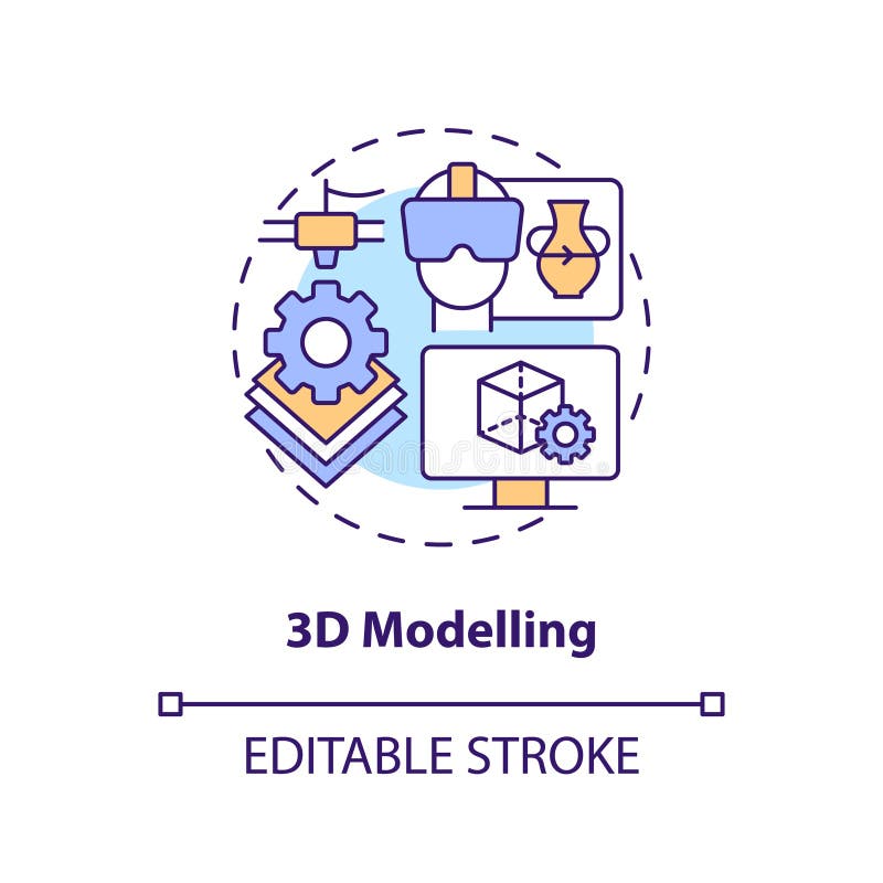 3D modelling concept icon stock vector. Illustration of digital - 271178755