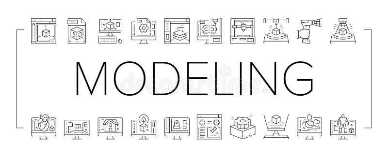 3d Modelling Software and Device Icons Set Vector . Stock Vector ...