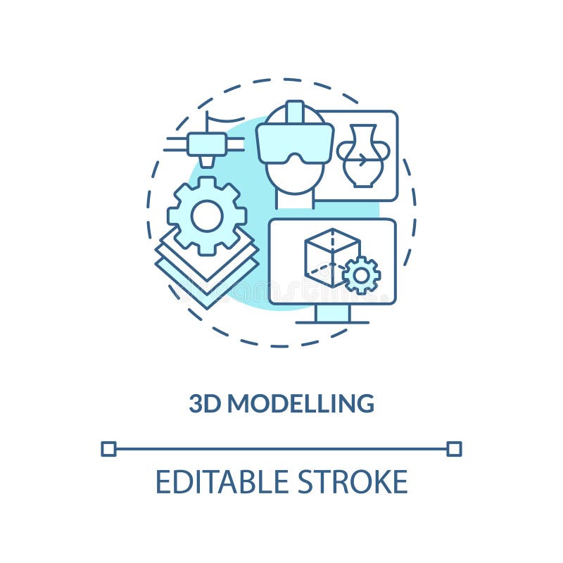 3D Modelling Turquoise Concept Icon Stock Vector - Illustration of ...