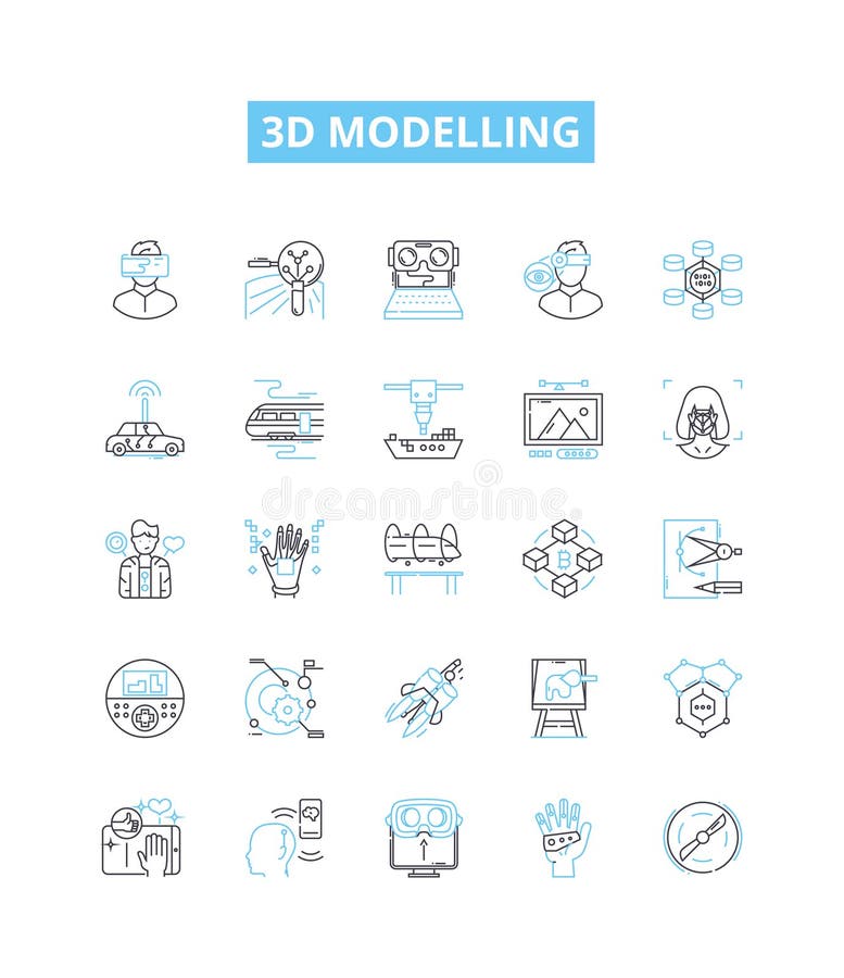 3d Modelling Vector Line Icons Set. 3D, Modelling, Modeling, CAD ... 3d Modelling Vector Line Icons Set. 3D, Modelling, Modeling, CAD ...