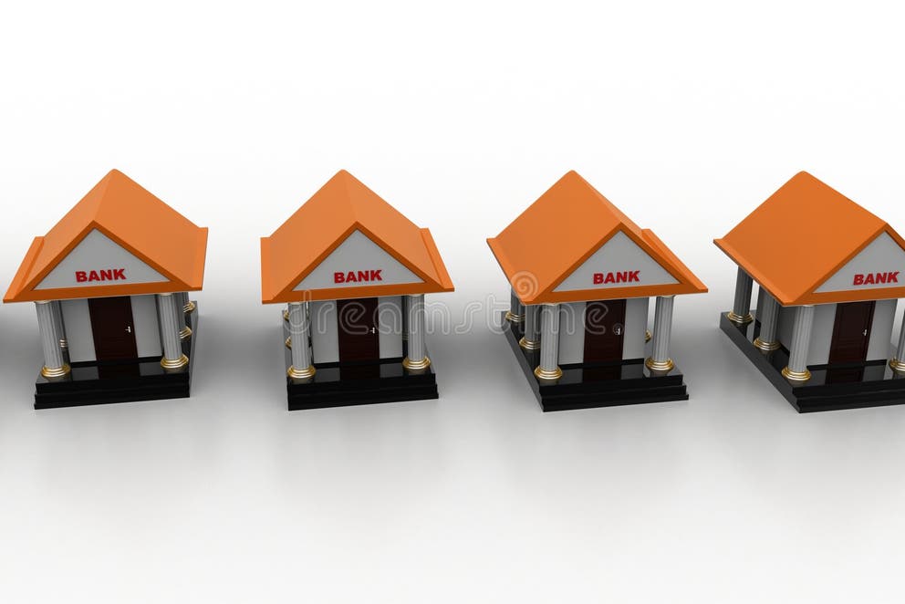 3d models of bank stock illustration. Illustration of institution ...