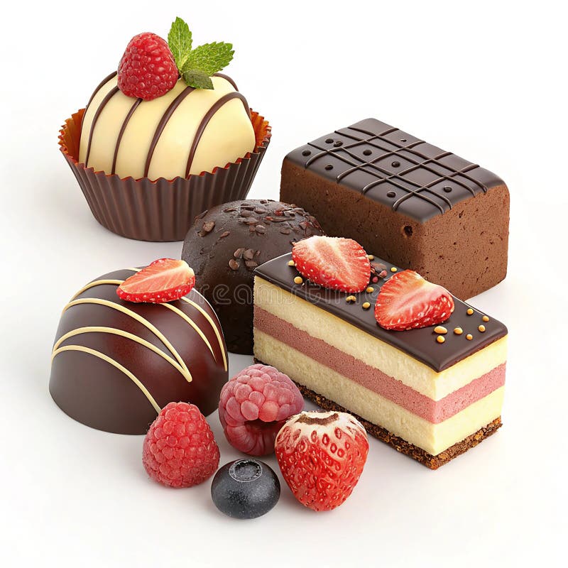 3D Models of Delicious Sweets for Food Visualization Stock Illustration ...